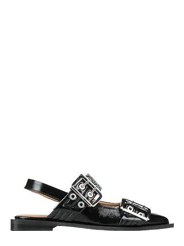 GANNI Pointed-toe Slingback Pumps With Buckle Detailing - Black