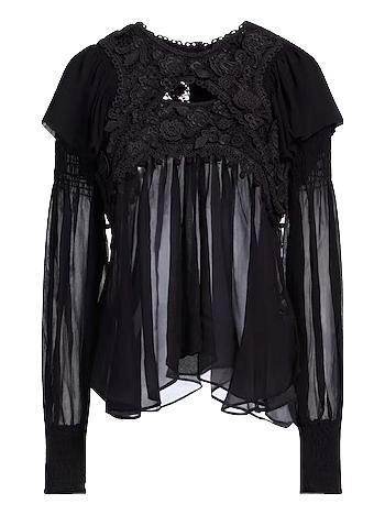 Isabel Marant Étoile Chiffon Lace Peplum Top - Black