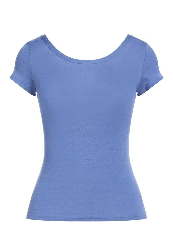 MAXCO. Max&co. Short Sleeve Fine Knit Sweater - Blue