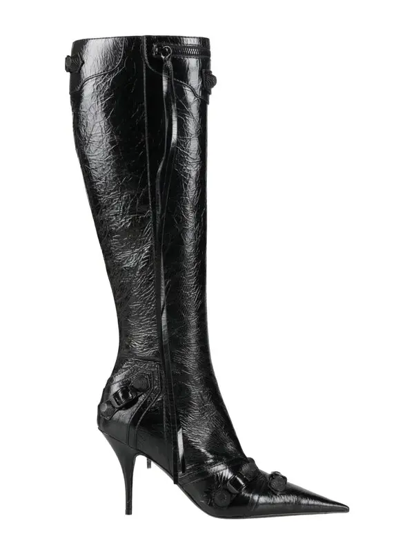 Balenciaga Pointed Toe Leather Boots - Black
