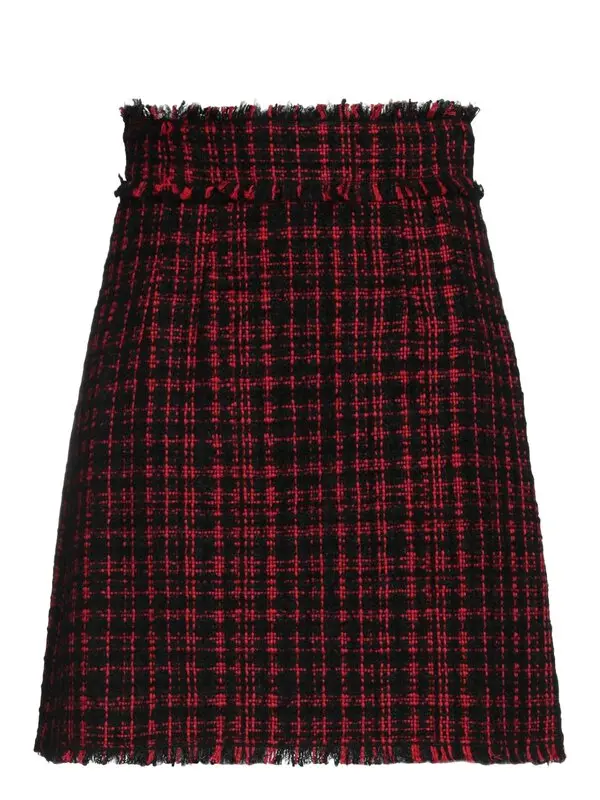 Dolce & Gabbana Flared Checked Tweed Skirt - Black