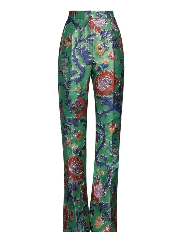 Dolce & Gabbana Floral Jacquard Trousers - Green