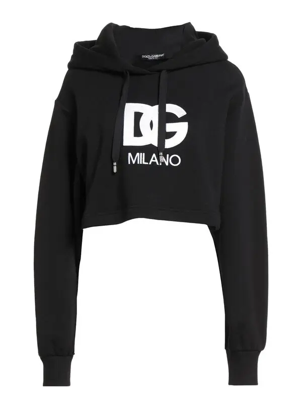 Dolce & Gabbana Cropped Logo Hoodie - Black
