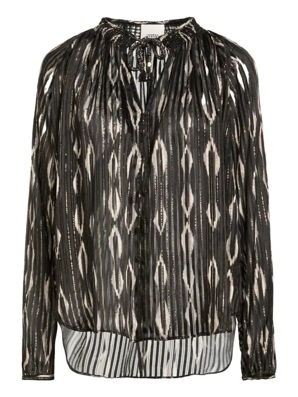 Isabel Marant Étoile Tie Neck Blouse With Pleated Detailing - Black