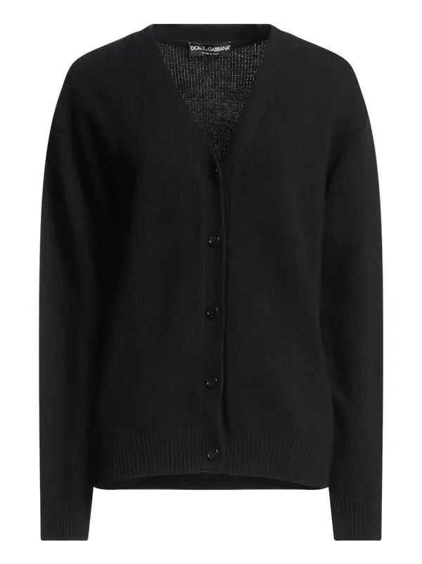 Dolce & Gabbana Wool Appliqué Long-sleeve Coat - Black