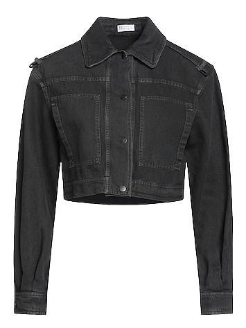 Brunello Cucinelli Denim Jacket With Appliqués - Black
