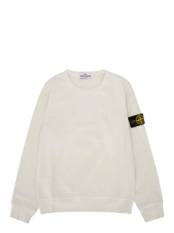 Stone Island Crewneck Sweatshirt With Compass Patch - Pearl Gray