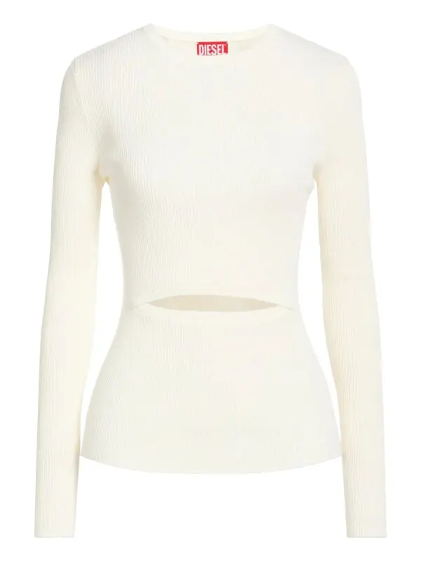DIESEL® Ribbed-knit Cutout Jumper - White