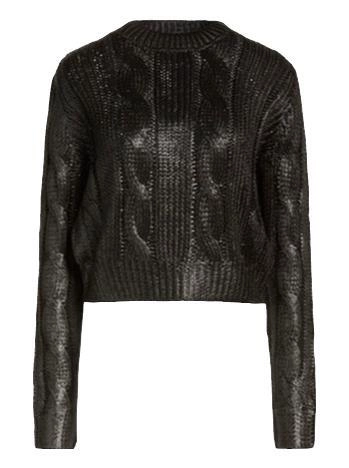 DIESEL® Knitted Crewneck Top With Coated Effect - Black