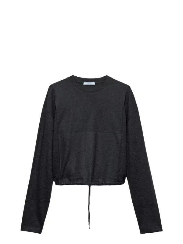 Prada Long-sleeved Wool And Cashmere T-shirt - Slate Gray