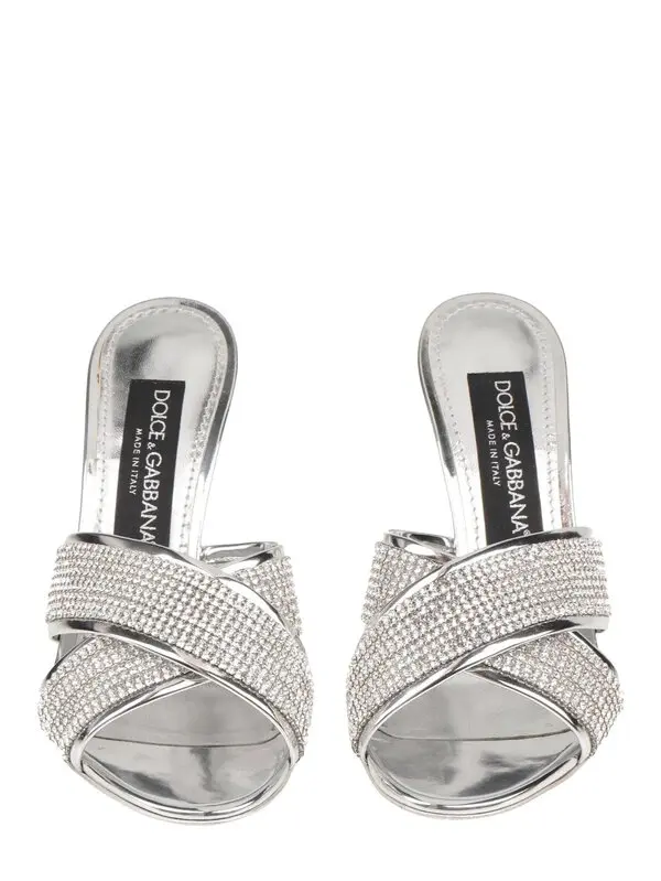 Dolce & Gabbana Metallic Crystal Embellished Sandals - Gray