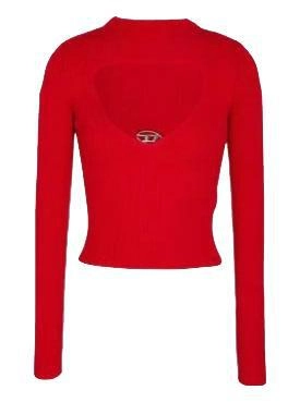 DIESEL® Wool Knit Sweater With Cutout Detail - Red