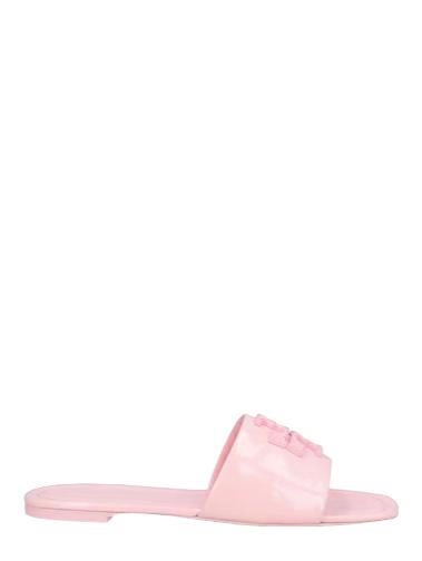 Tory Burch Patent Leather Logo Slippers - Pink