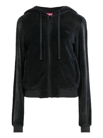 DIESEL® Velvet Hooded Zip Up Jacket - Black