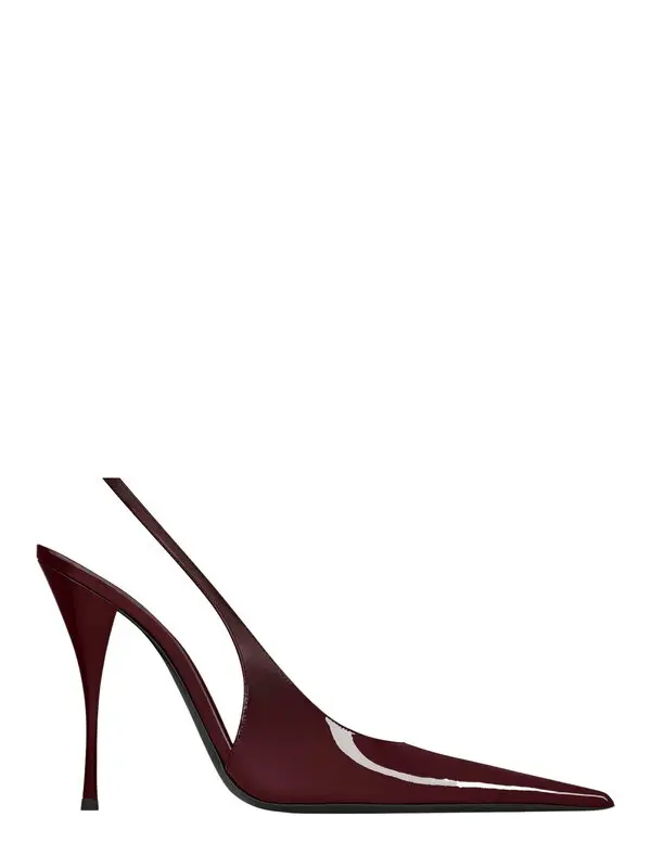 Saint Laurent P.a.r.i.s. Slingback Pumps In Patent Leather - Brown