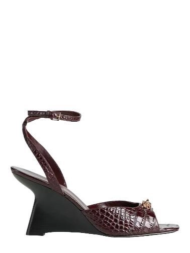 Tory Burch High Wedge Sandals With Crocodile Print And Buckle Detail - Black