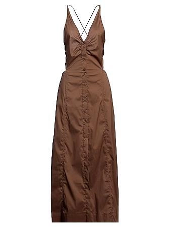 GANNI Sleeveless V-neck Maxi Dress - Brown