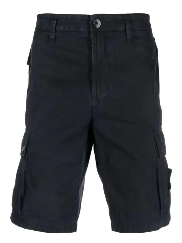 Stone Island Logo Cargo Shorts - Blue