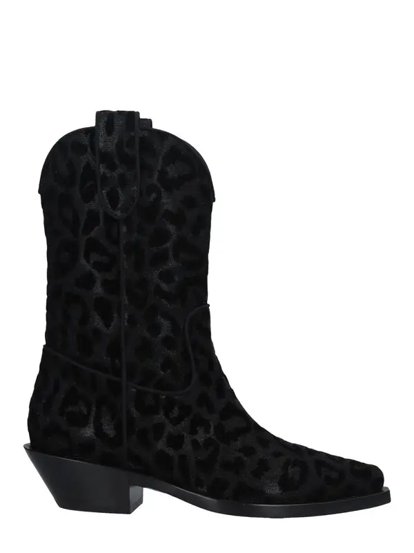 Dolce & Gabbana Sequin Cowboy Ankle Boots - Black
