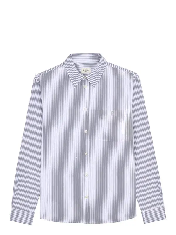 Saint Laurent Cassandre Striped Cotton Poplin Shirt - No