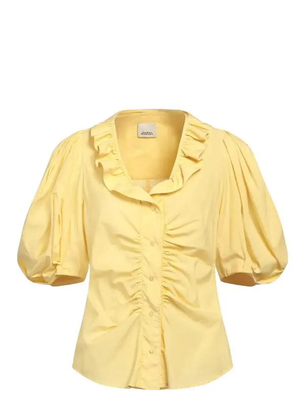 Isabel Marant Étoile Ruched Shirt With Ruffles And Short Sleeves - Yellow