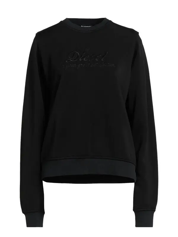 DIESEL® Embroidered Logo French Terry Crewneck Sweatshirt - Black