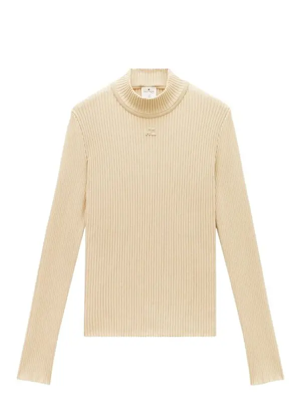 COURREGES Rib-knit Mock Neck Jumper - Nude