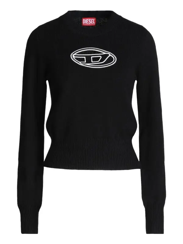 DIESEL® Embroidered Logo Knit Sweater - Black