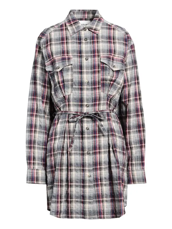 Isabel Marant Étoile Plaid Shirt Dress - Gray