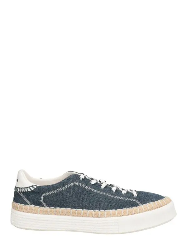 Chloé Low-top Denim Sneakers With Espadrille Detailing - White