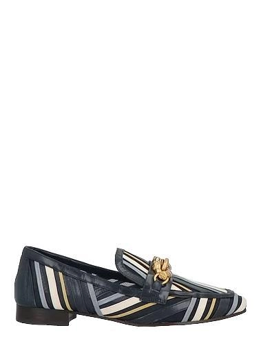 Tory Burch Embellished Striped Leather Loafers - Black