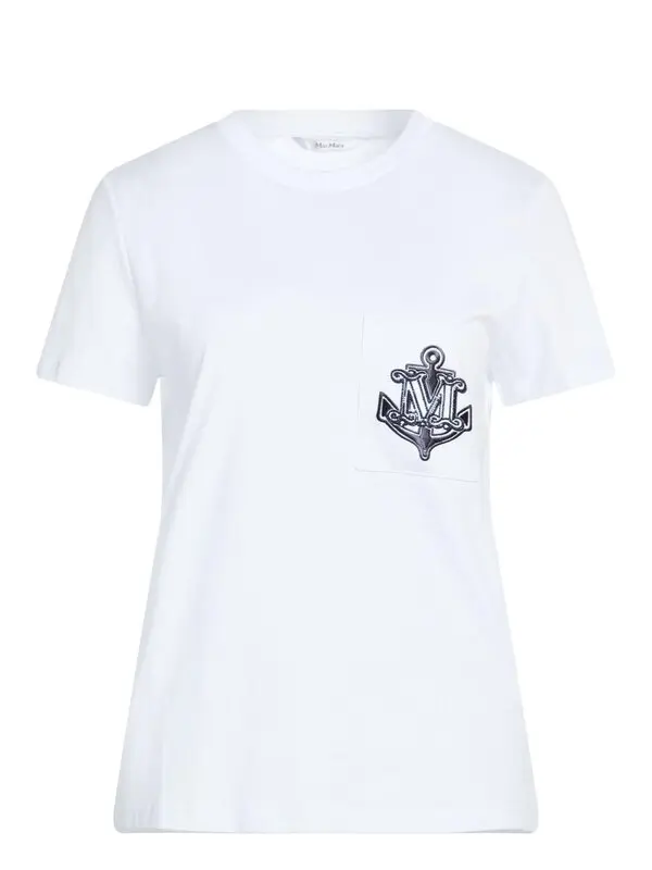 Max Mara Logo Embroidered Crewneck T-shirt - White
