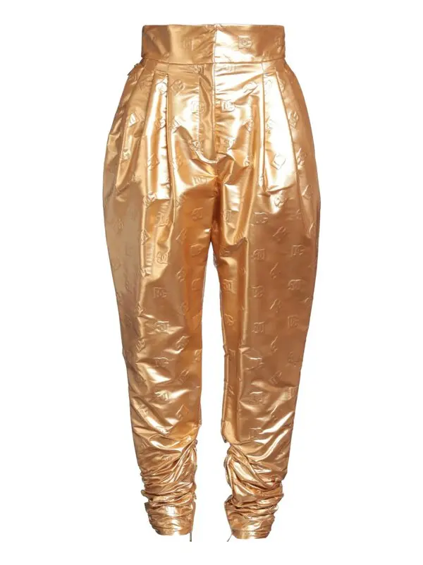Dolce & Gabbana Slim-fit Metallic Logo Trousers - Brown