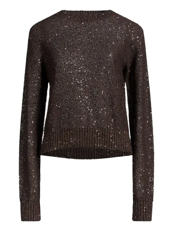 Brunello Cucinelli Sequined Crewneck Knit Top - Black