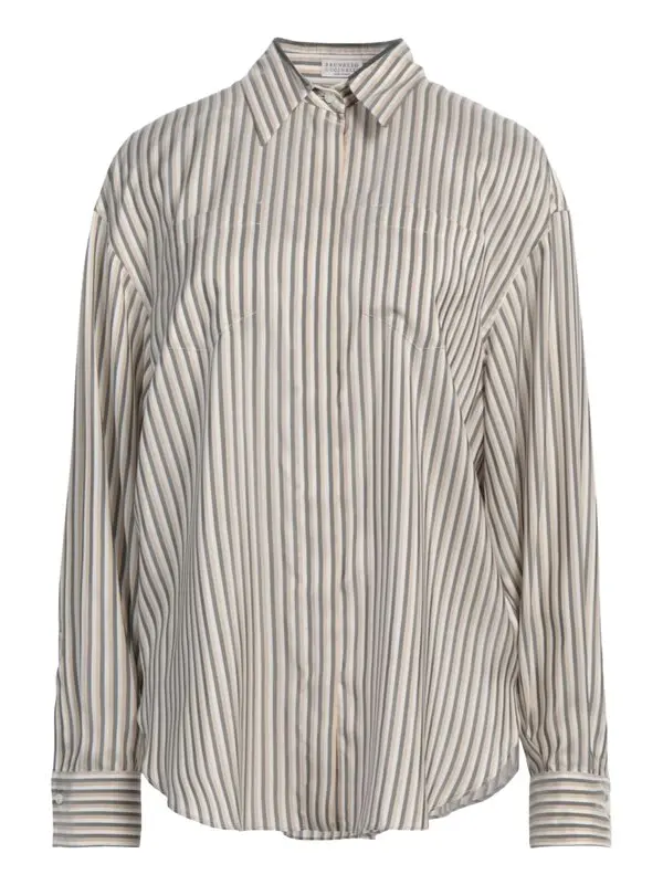 Brunello Cucinelli Striped Poplin Shirt - Beige