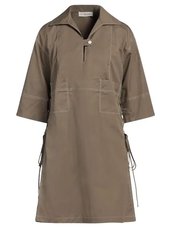 Tory Burch Lapel Short Sleeve Dress With Patch Pockets - Brown