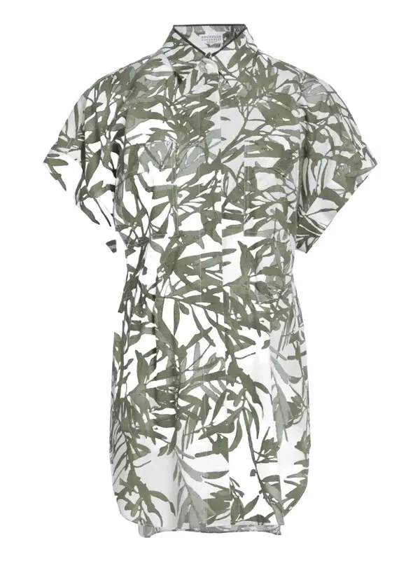 Brunello Cucinelli Long-length Two-tone Short-sleeve Shirt - Gray