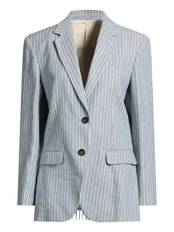 Brunello Cucinelli Single-breasted Striped Blazer - Gray