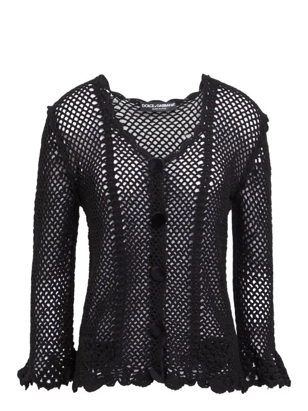 Dolce & Gabbana Crochet Knit Cardigan - Black