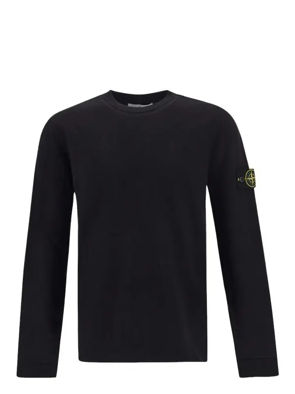 Stone Island Logo Patch Crewneck Knitted Jumper - Blue