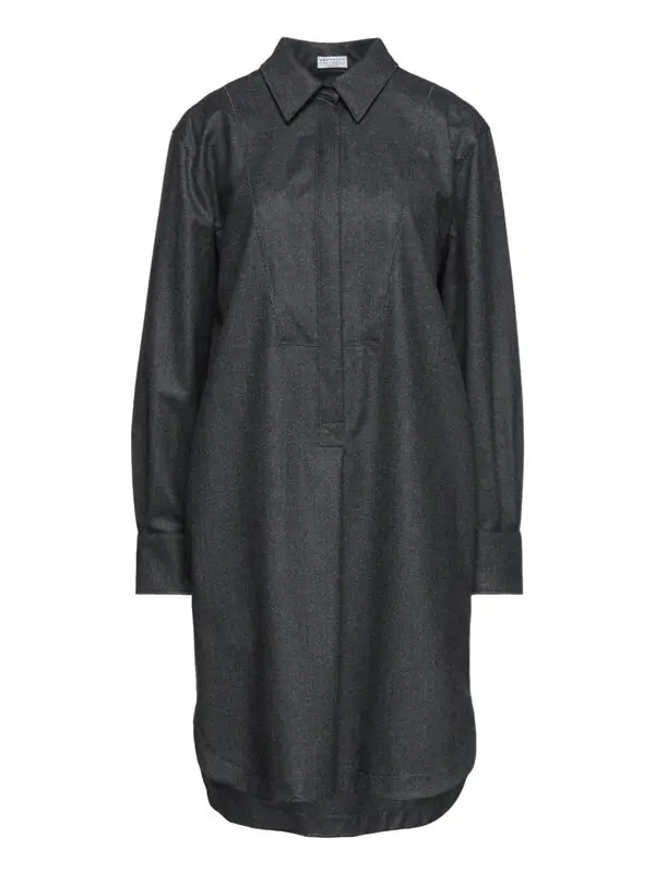 Brunello Cucinelli Solid Color Flannel Shirt - Black