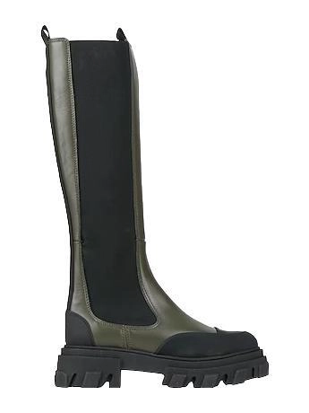 GANNI Knee High Platform Boots - Black