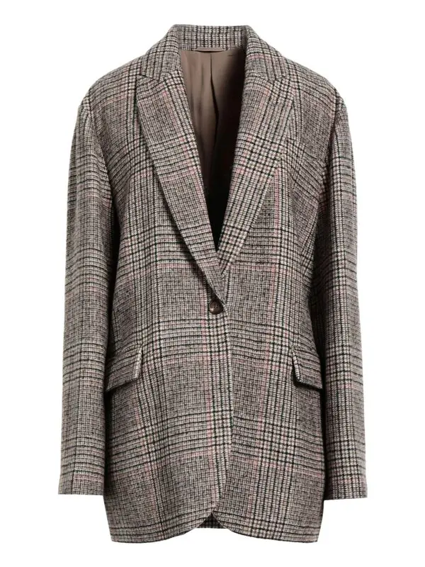 Brunello Cucinelli Single-breasted Plaid Blazer - Gray