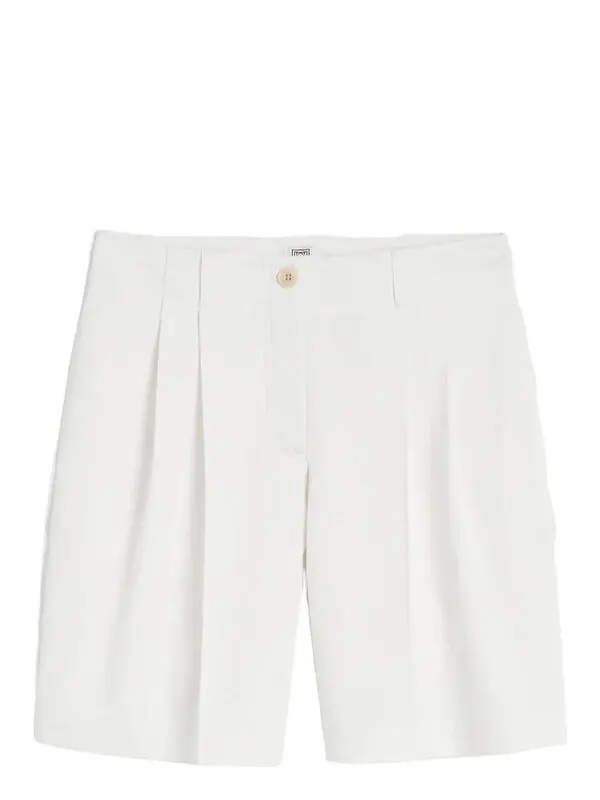 TOTEME Twill Pleated Bermuda Shorts - White