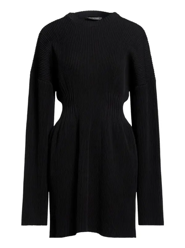 Balenciaga Knitted Flared Dress - Black