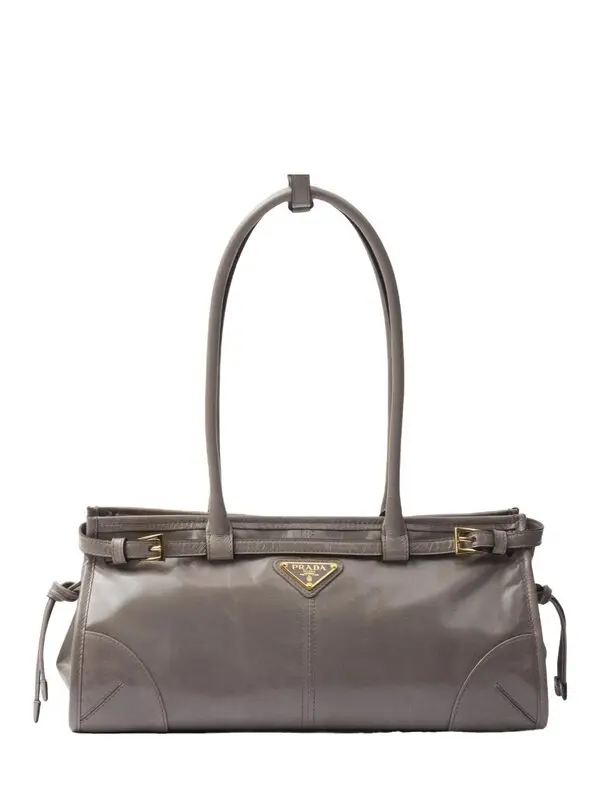 Prada Triangle Logo Tote Bag - Gray