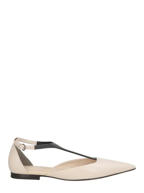 Brunello Cucinelli Leather Ballet Flats - Nude