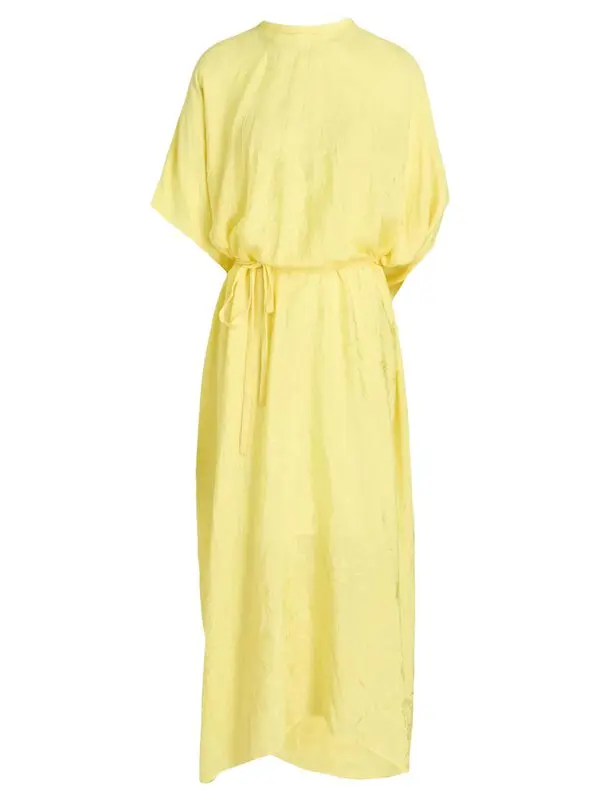 Balenciaga Short-sleeve Belted Kaftan Dress - Yellow