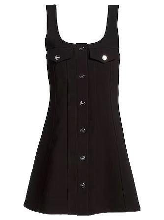 GANNI Sleeveless Crepe Dress With Scoop Neckline - Black
