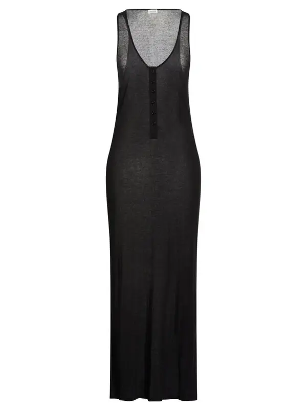 Saint Laurent Ribbed Jersey Sleeveless Maxi Dress - Black